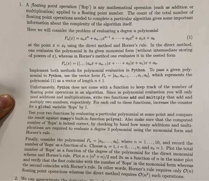 -1 1. A floating point operation ('Alop') is any | Chegg.com