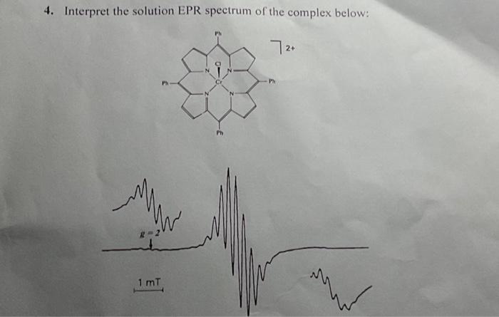 Solved 4. Interpret the solution EPR spectrum of the complex | Chegg.com