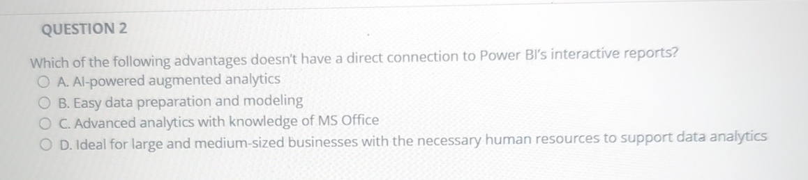 Solved QUESTION 2Which of the following advantages doesn't | Chegg.com