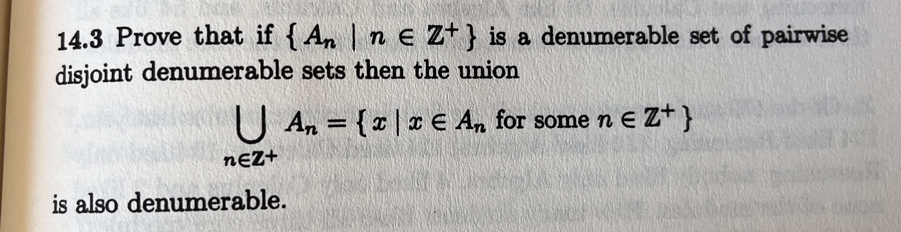 Solved 14 3 ﻿prove That If {an Ninz }is A Denumerable Set Of