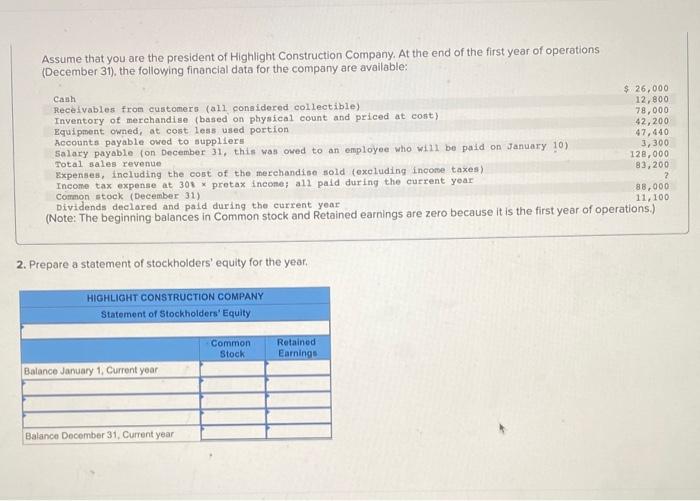 Solved Assume that you are the president of Highlight | Chegg.com