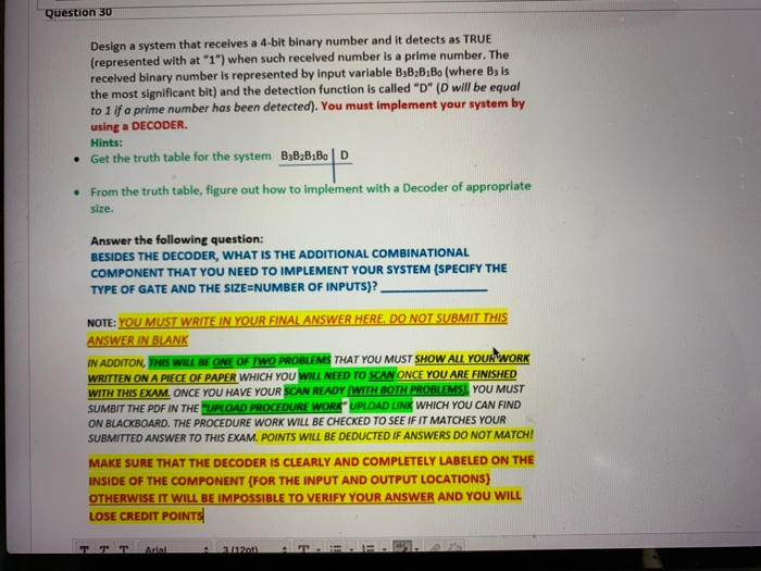Solved Question 30 Design a system that receives a 4-bit | Chegg.com