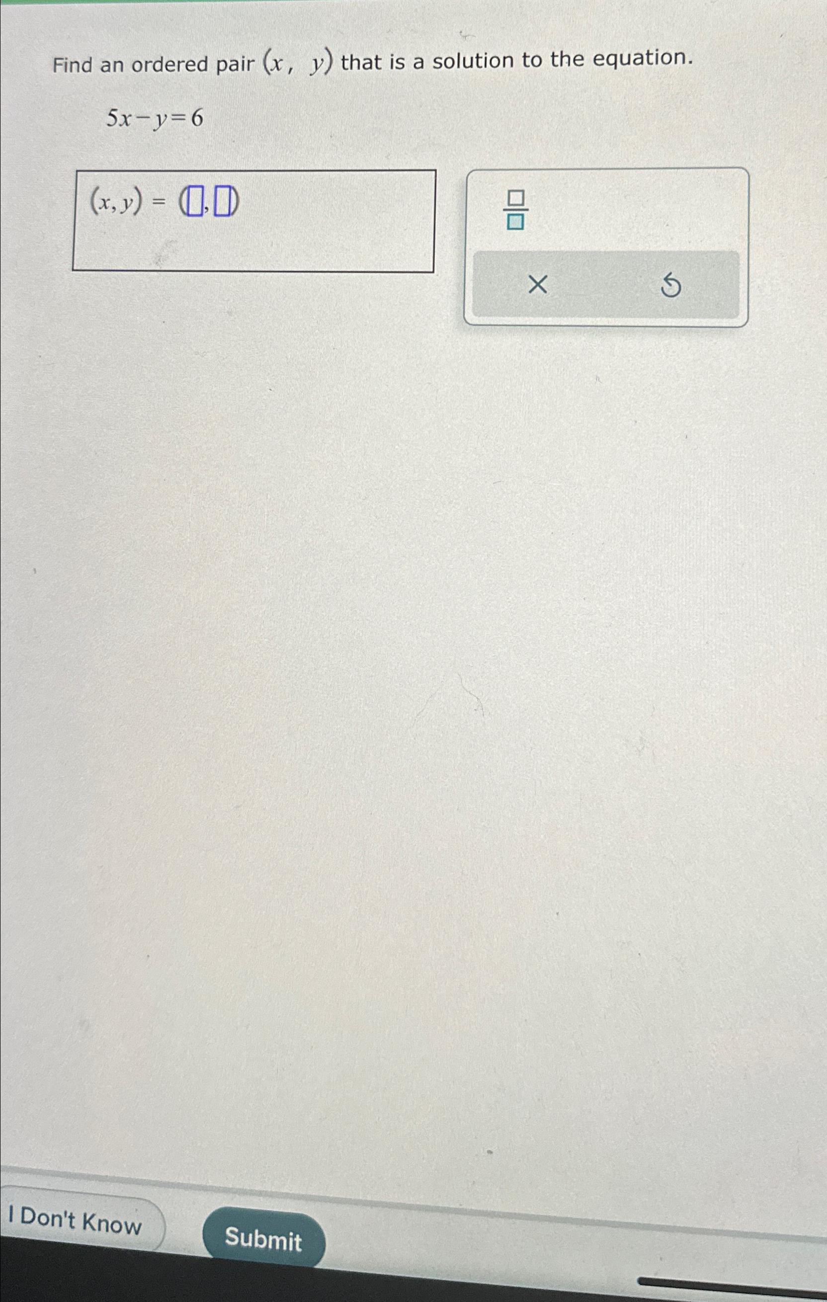 Solved Find an ordered pair (x,y) ﻿that is a solution to the | Chegg.com
