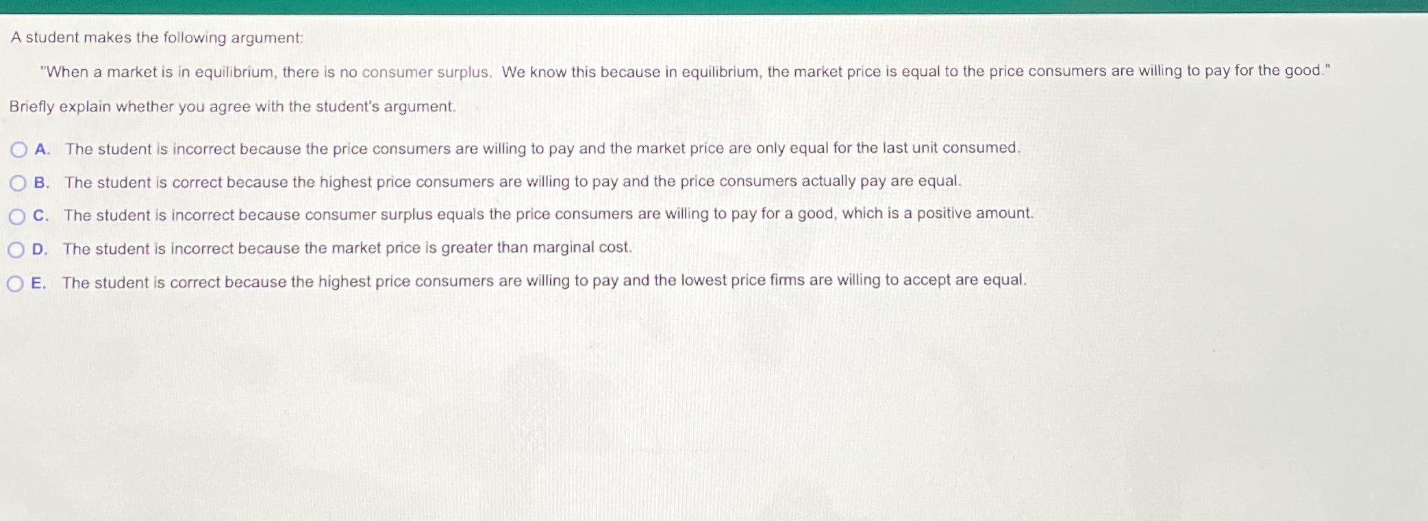 Solved A student makes the following argument:Briefly | Chegg.com
