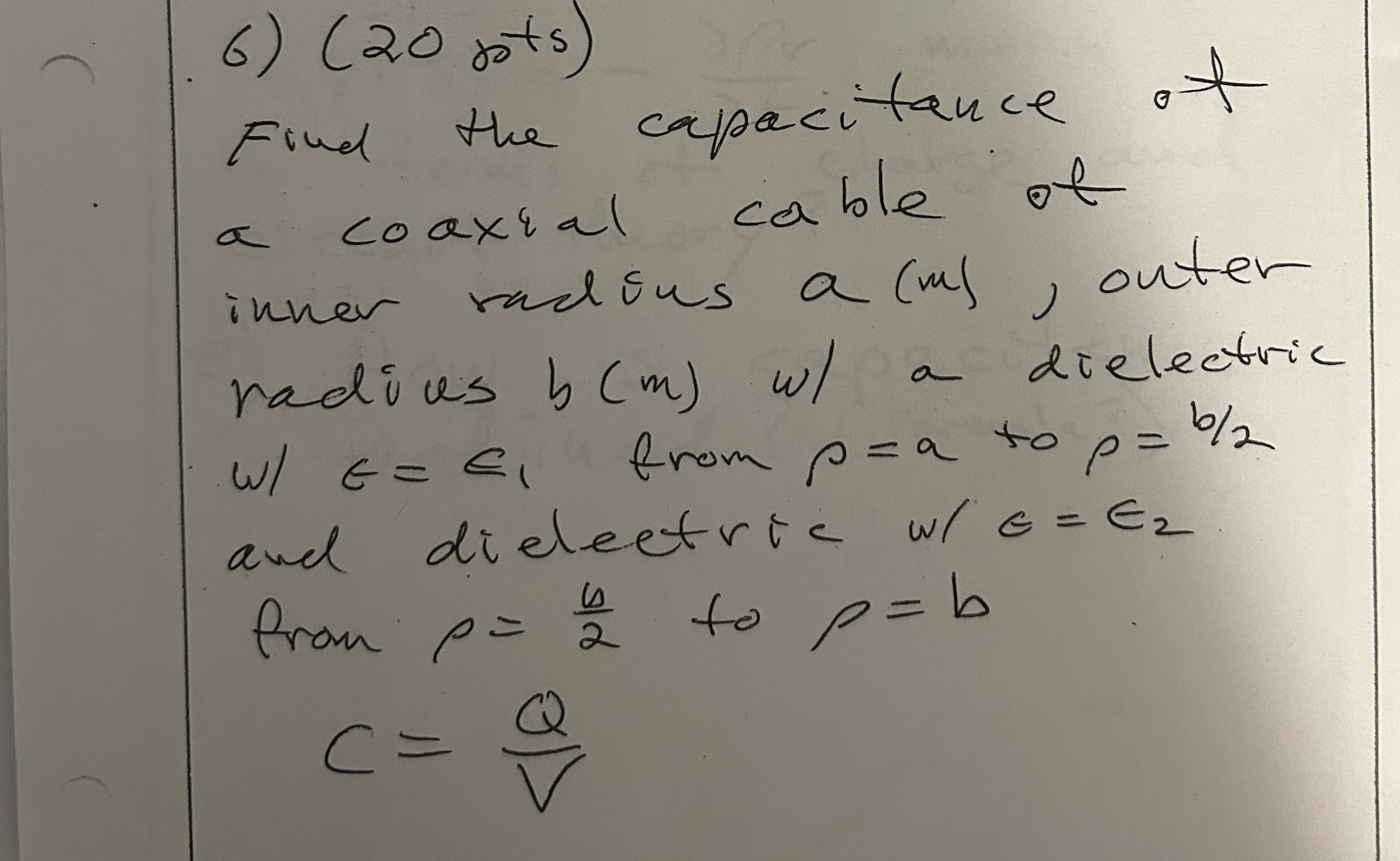 Solved Find the capacitance of a coaxial cable of inner | Chegg.com