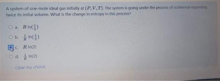 Solved A system of one-mole ideal gas initially at (P. V, | Chegg.com
