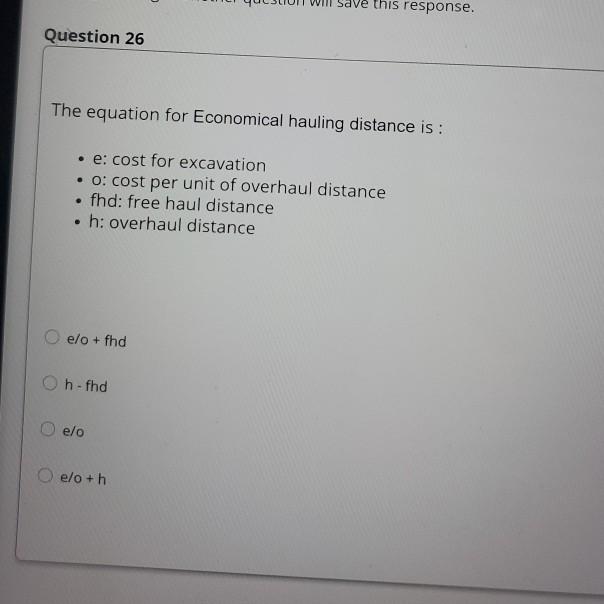 Solved this response. Question 26 The equation for | Chegg.com