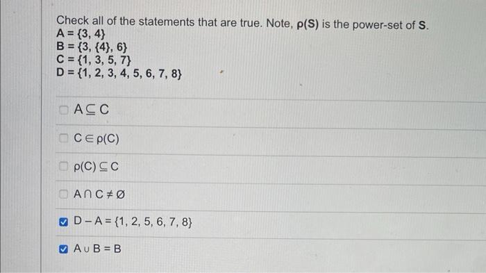 Solved Check all of the statements that are true. Note, ρ(S) | Chegg.com