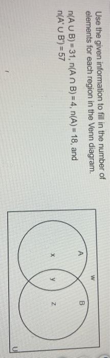 Solved w Use the given information to fill in the number of | Chegg.com