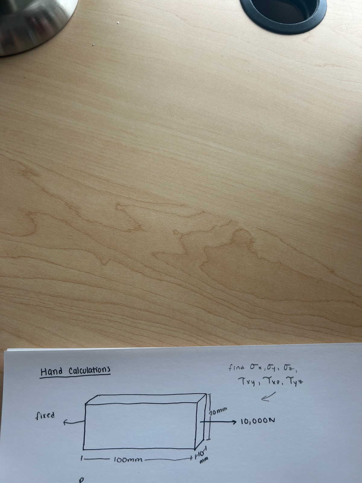 Solved Hand Calculationsfind σx,σy,σz,τxy,τxz,τyzfixed | Chegg.com