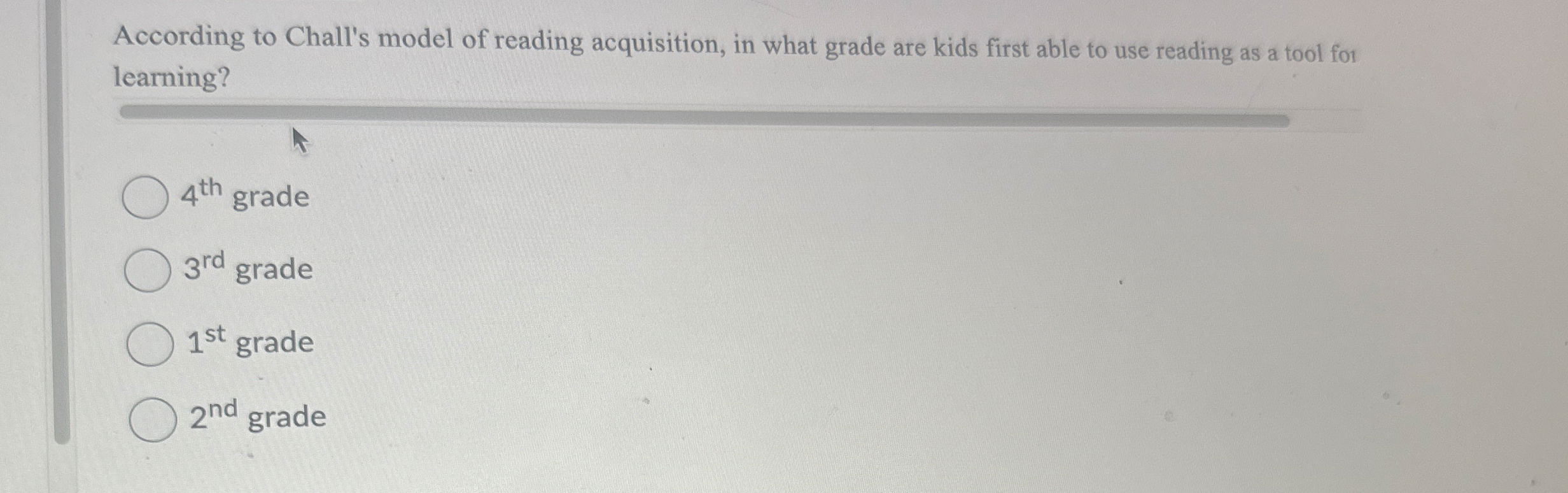 Solved According to Chall's model of reading acquisition, in | Chegg.com