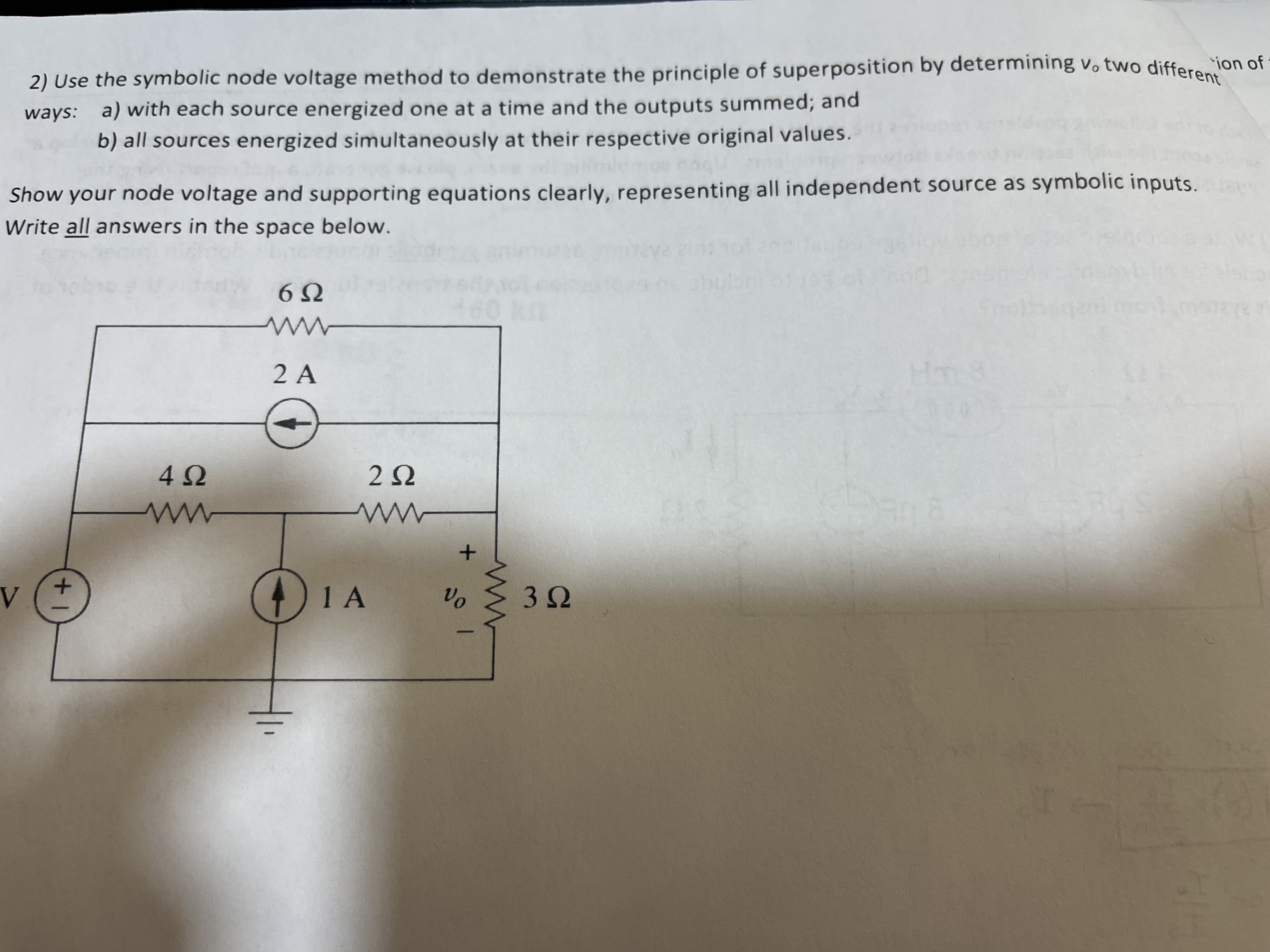 2) ﻿Use the symbolic node voltage method to | Chegg.com