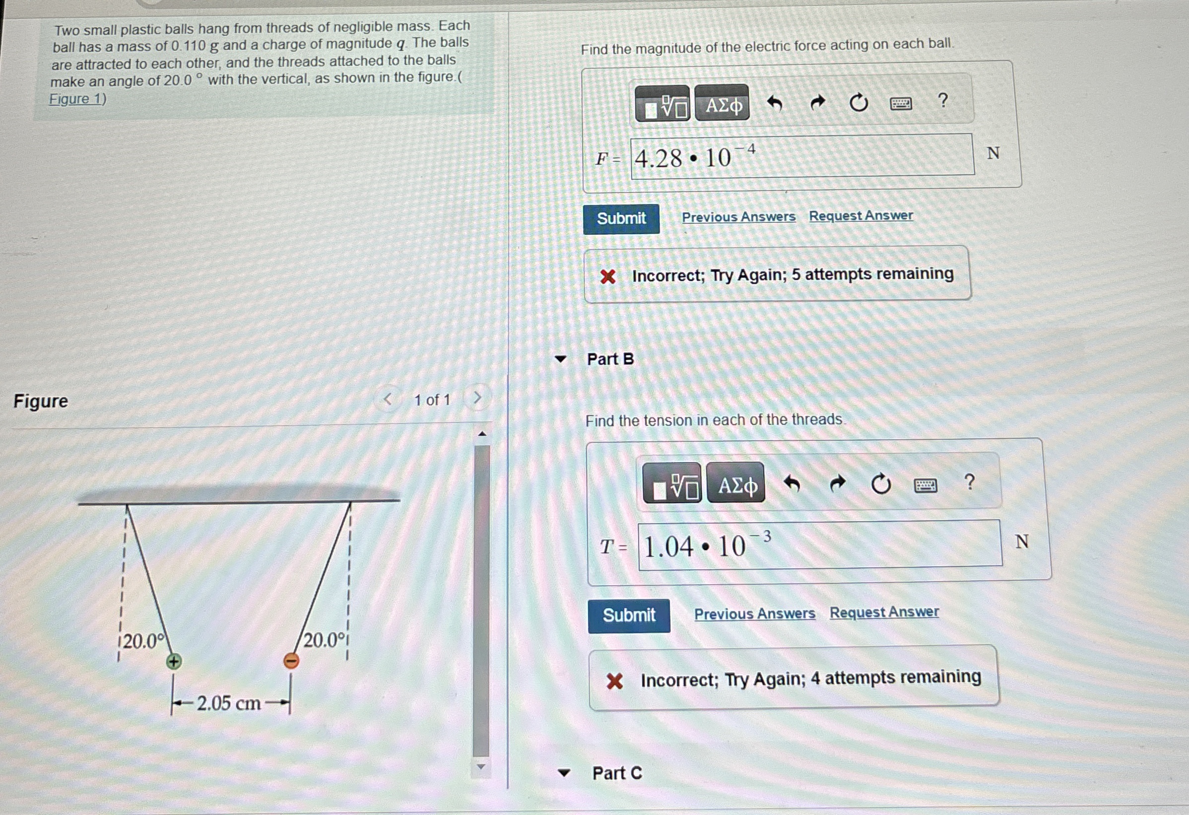 Solved Two small plastic balls hang from threads of | Chegg.com