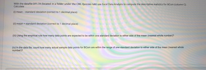 Solved With the datafile DF1.7A (located in a folder under | Chegg.com