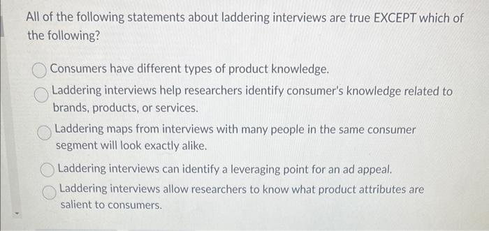 Solved All of the following statements about laddering | Chegg.com