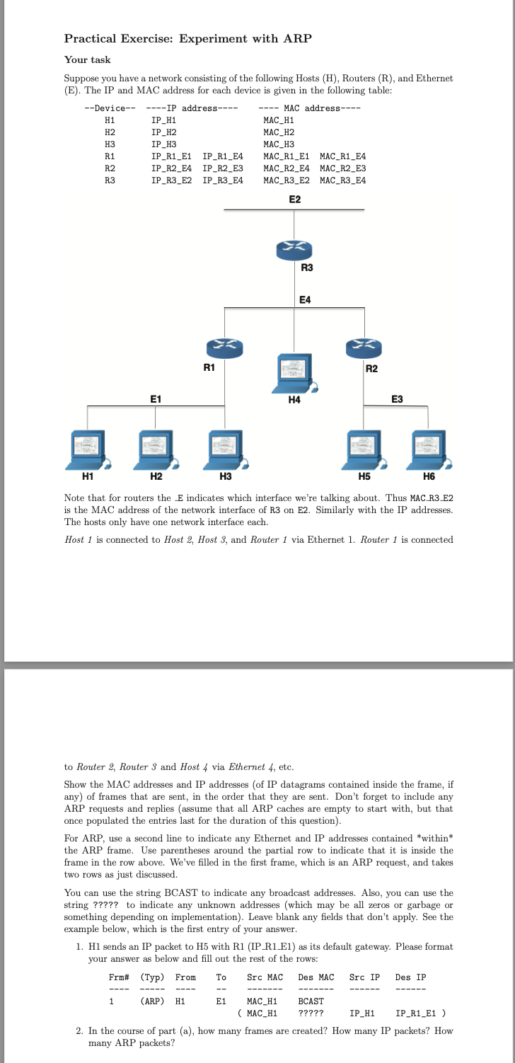 Solved Practical Exercise: Experiment with ARP | Chegg.com