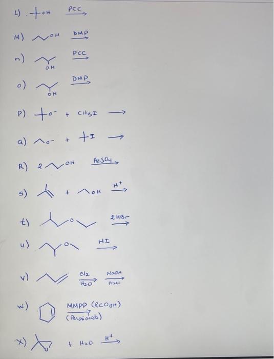 Solved L) to Рcc , DMP M) nou 23 PCC OH DMP OH p) to + CHI | Chegg.com