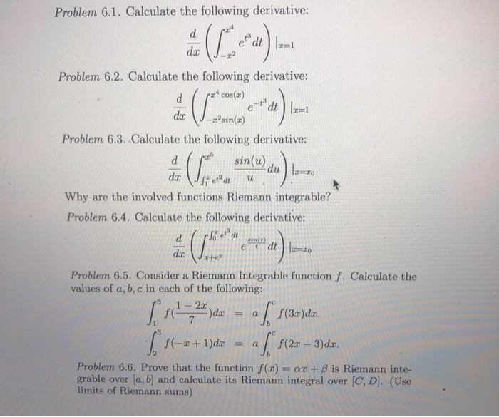 Solved Problem 6.1. Calculate the following derivative: dar | Chegg.com