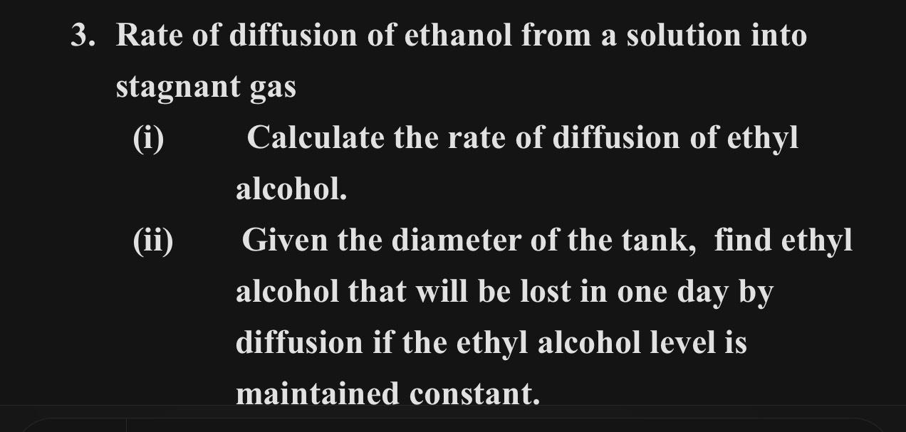 Rate of diffusion of ethanol from a solution into | Chegg.com