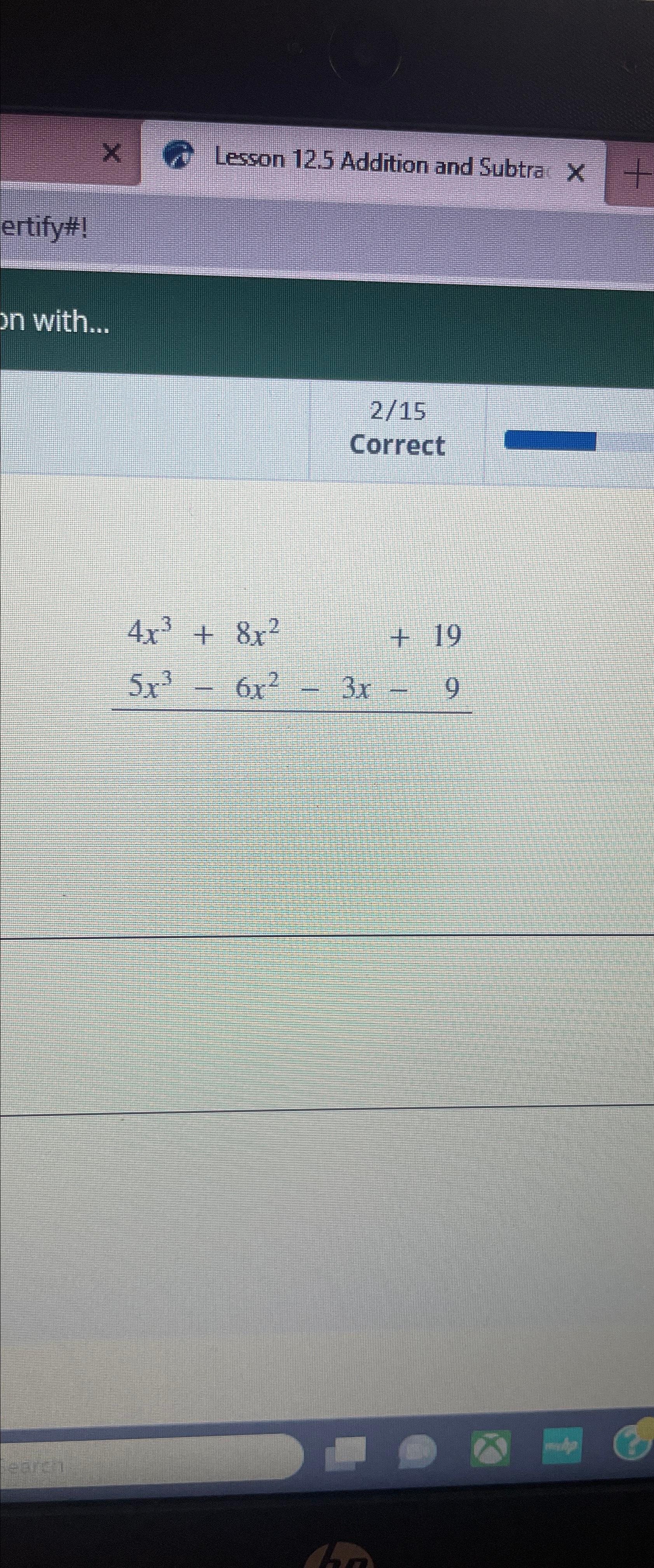 Solved Lesson 12.5 ﻿Addition and Subtraertify#!on | Chegg.com