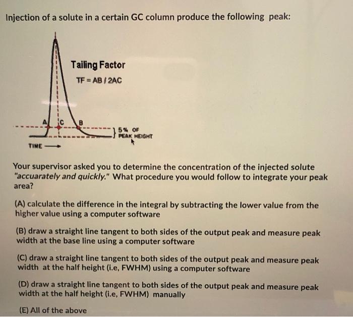 Solved Injection of a solute in a certain GC column produce | Chegg.com
