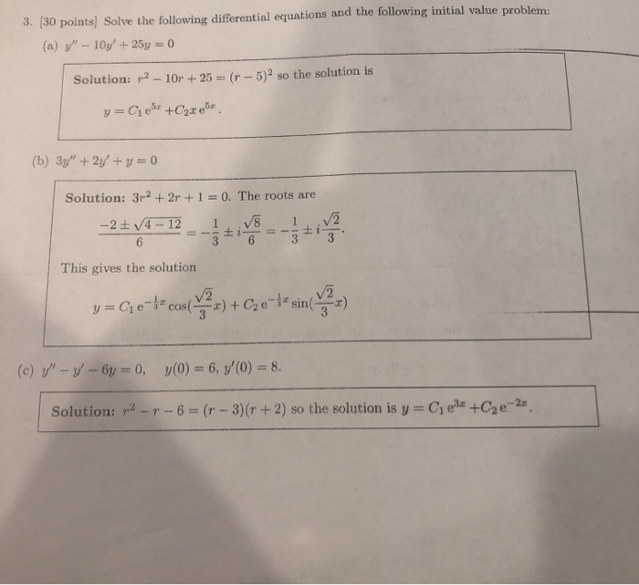 Solved 3. (30 points) Solve the following differential | Chegg.com