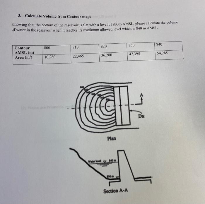 Solved 3. Calculate Volume from Contour maps Knowing that | Chegg.com