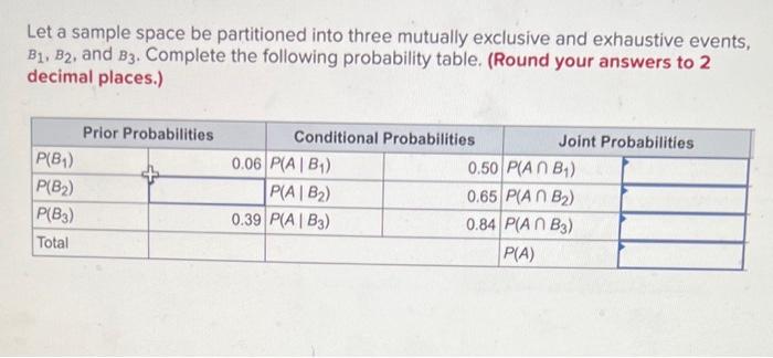 Solved Let a sample space be partitioned into three mutually | Chegg.com