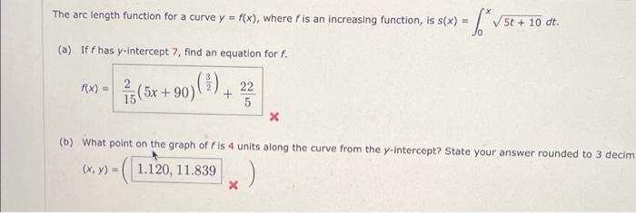 Solved The arc length function for a curve y = f(x), where f | Chegg.com