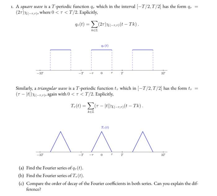 1. A square wave is a T-periodic function q, which in | Chegg.com