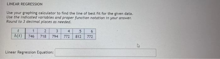 Solved LINEAR REGRESSION Use your graphing calculator to | Chegg.com