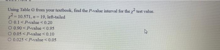Solved Using Table G from your textbook, find the P-value | Chegg.com