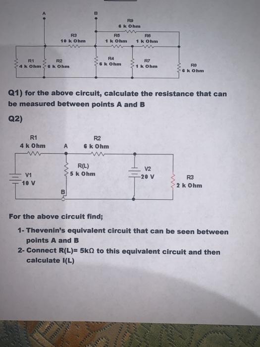 Solved R9 Ok Ohm R3 10 kOhm RS 1 k Ohm RO 1 k Ohm R1 4kOhm | Chegg.com