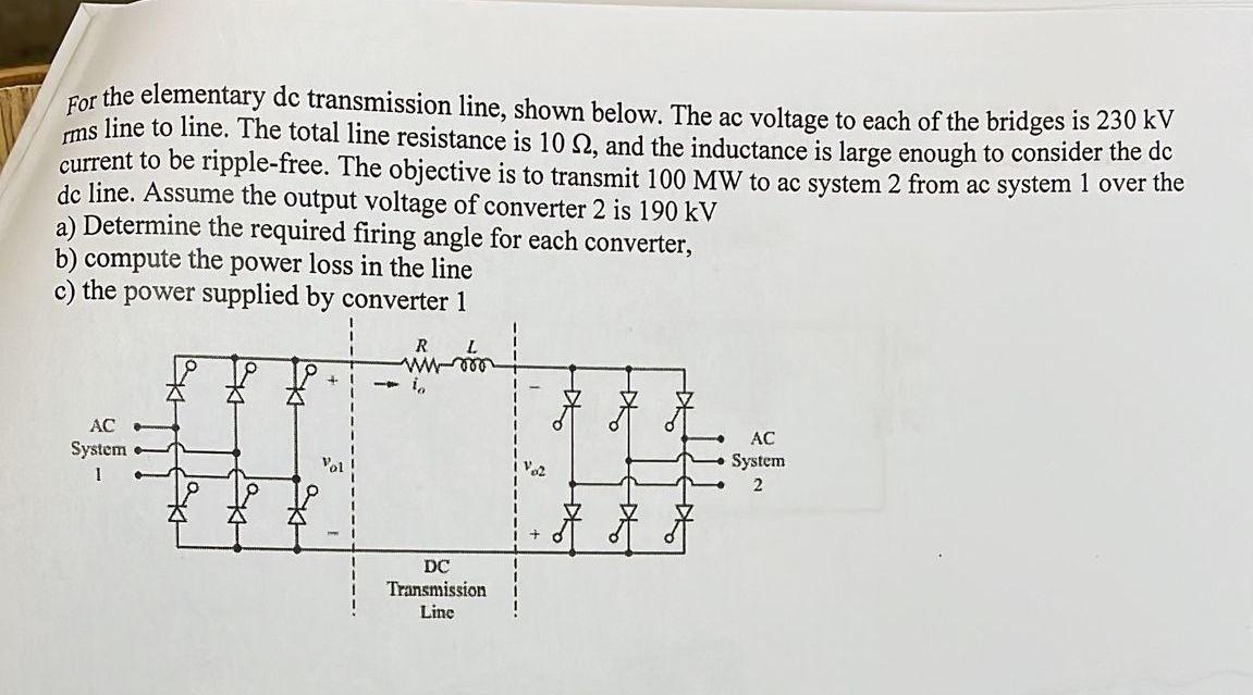 Solved For the elementary dc transmission line, shown below. | Chegg.com