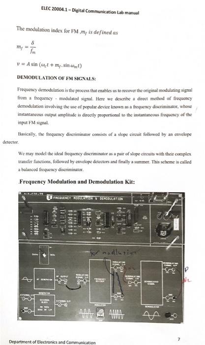 Solved Experiment 3 Frequency Modulation Aim To Understand