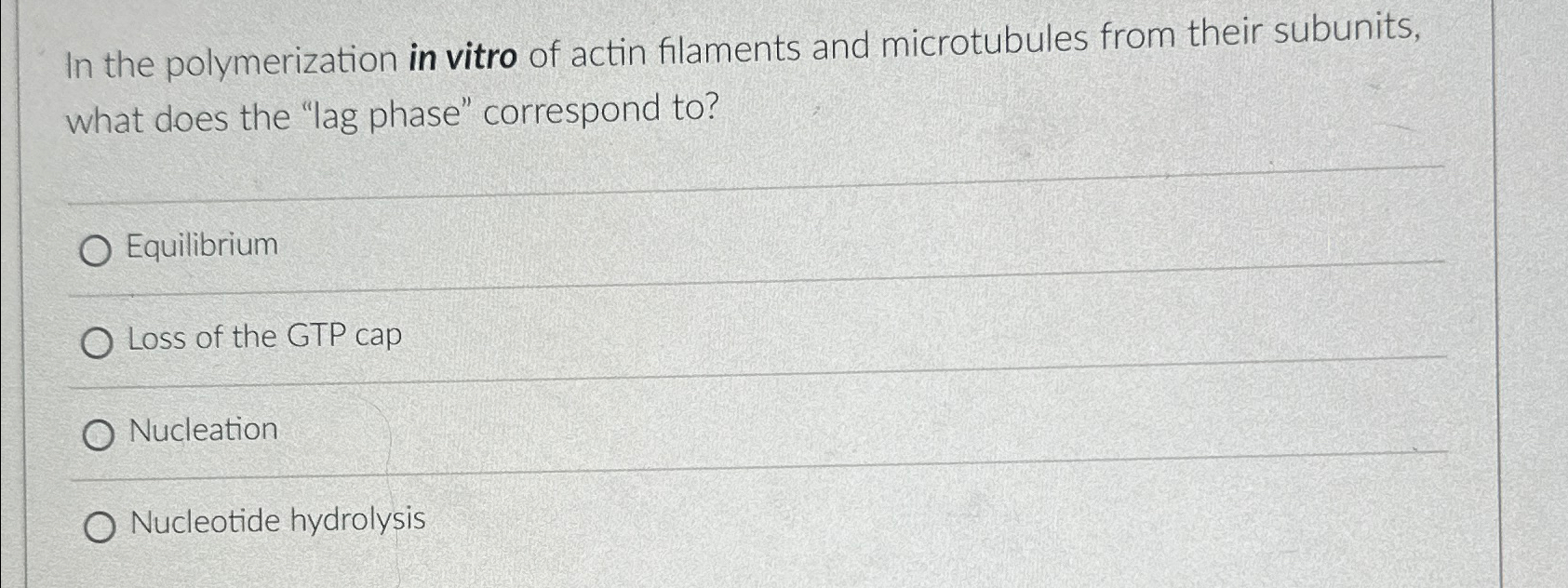 Solved In the polymerization in vitro of actin filaments and | Chegg.com