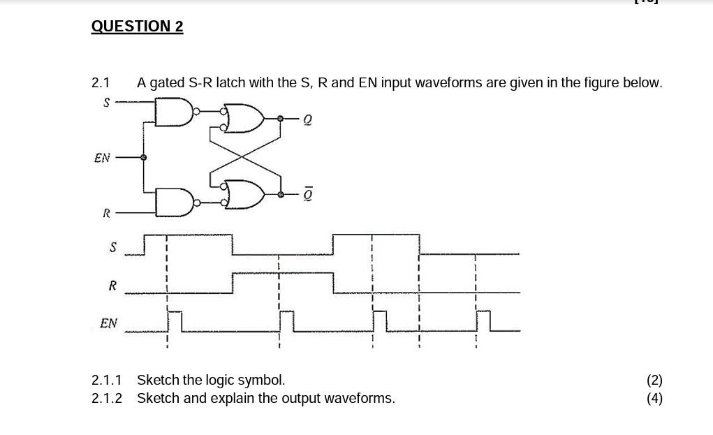 Solved QUESTION 2 2.1 A gated S-R latch with the S, Rand EN | Chegg.com