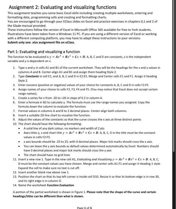 Assignment 2: Evaluating and visualizing functions | Chegg.com