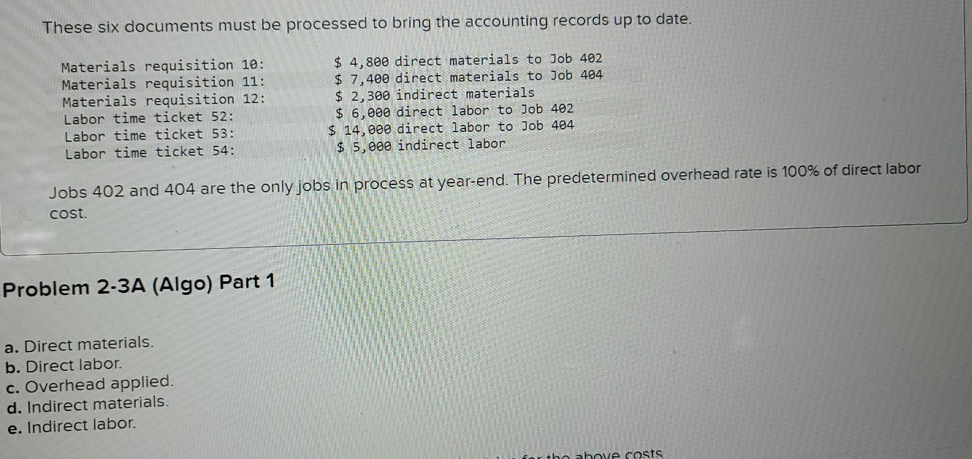 Solved Problem 2-3A (Algo) Computing and recording job | Chegg.com
