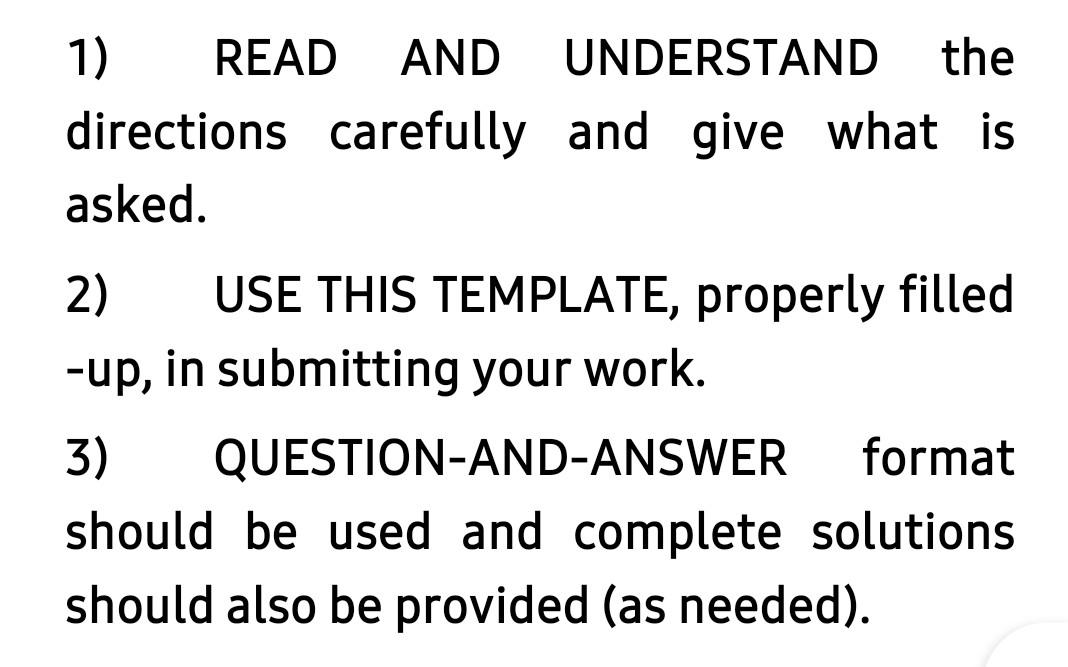 Solved 1) READ AND UNDERSTAND the directions carefully and | Chegg.com