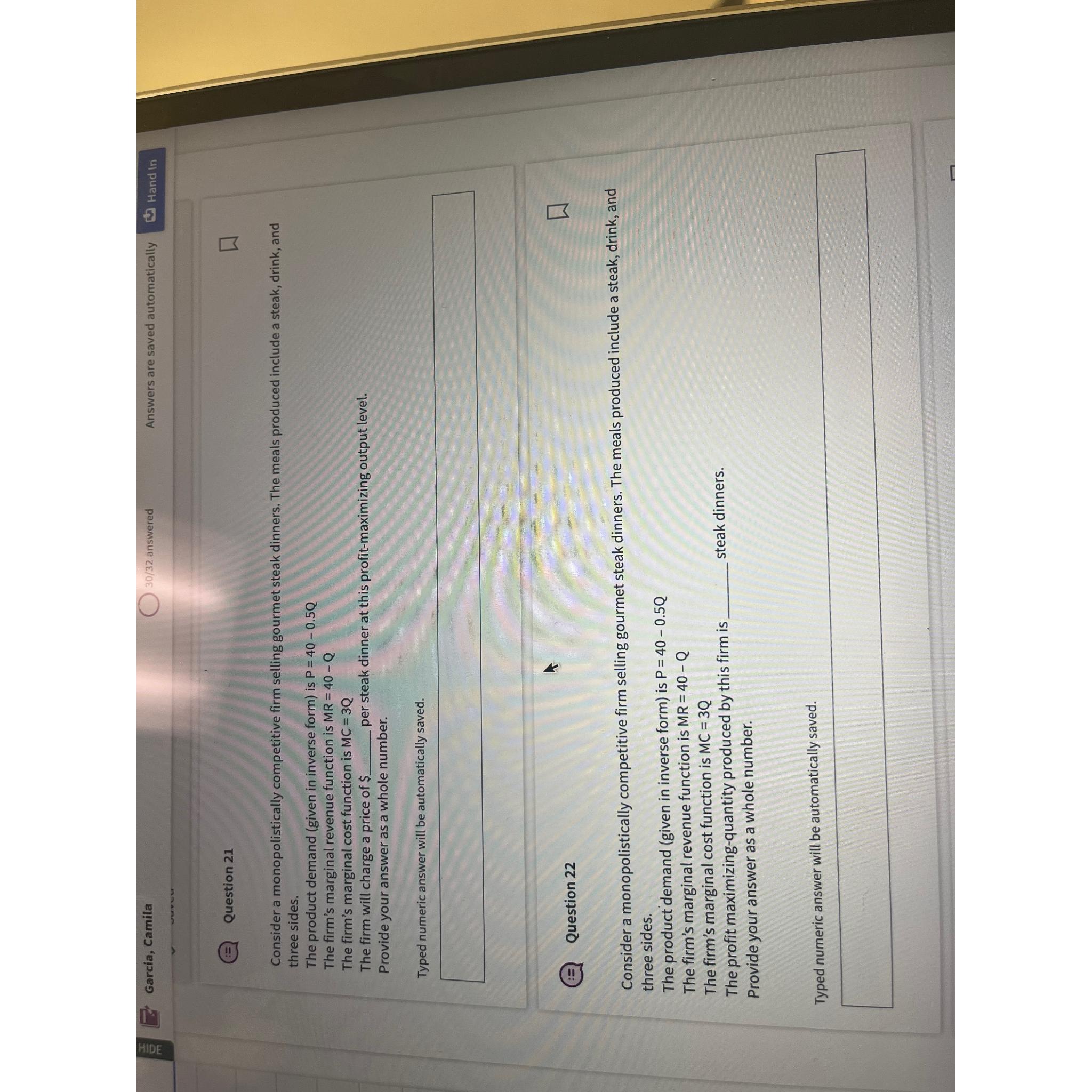 Solved Garcia, Camila3032 ﻿answeredAnswers are saved | Chegg.com