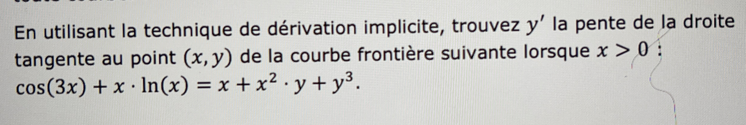 Solved En utilisant la technique de dérivation implicite, | Chegg.com
