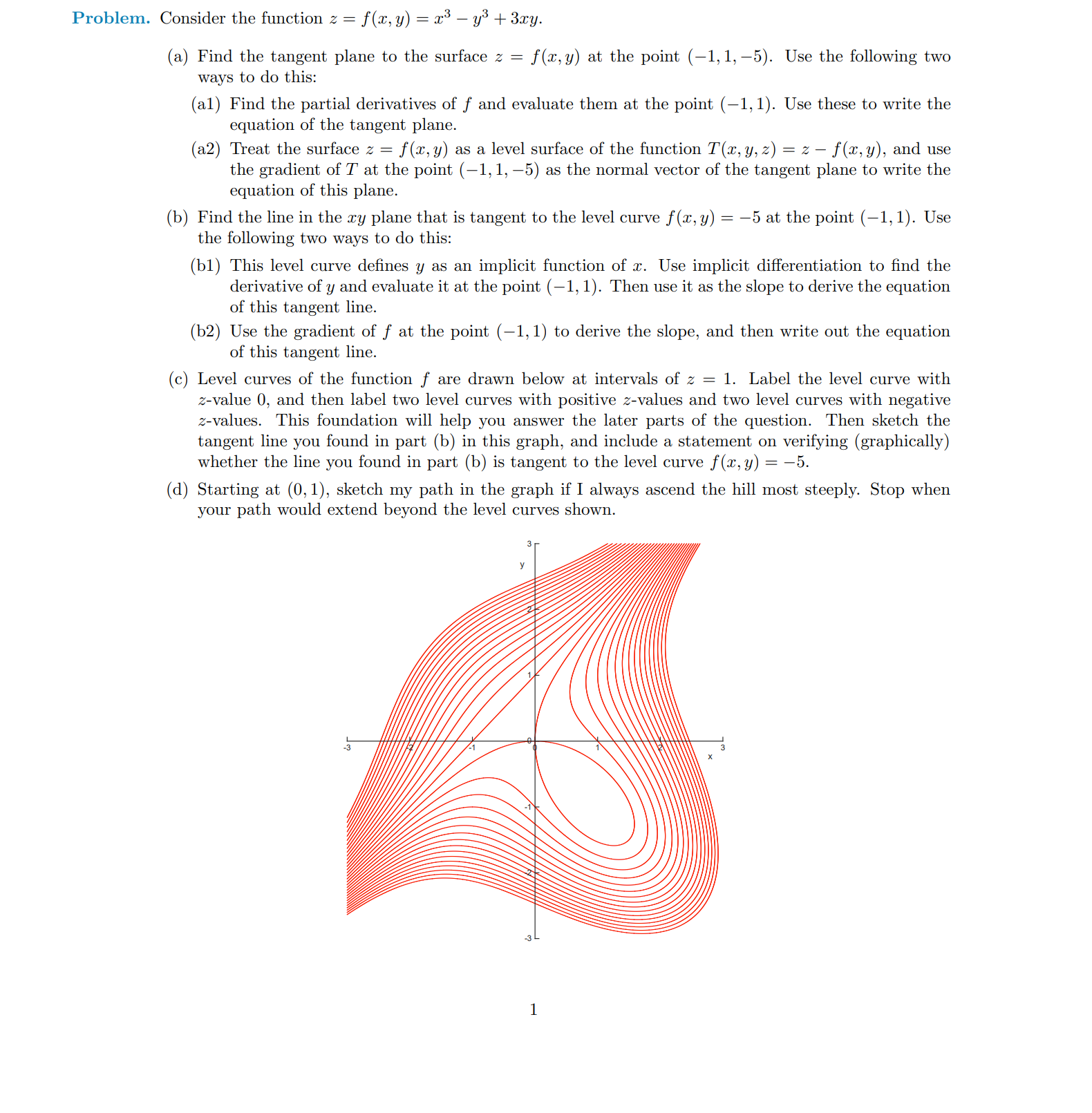Solved Problem. Consider the function z=f(x,y)=x3-y3+3xy.(a) | Chegg.com