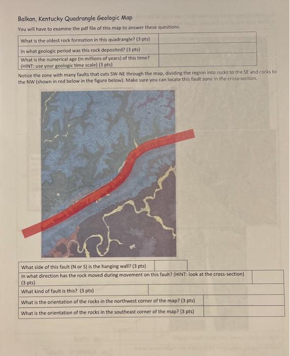 Balkan, Kentucky Quadrangle Geologic Map You will | Chegg.com