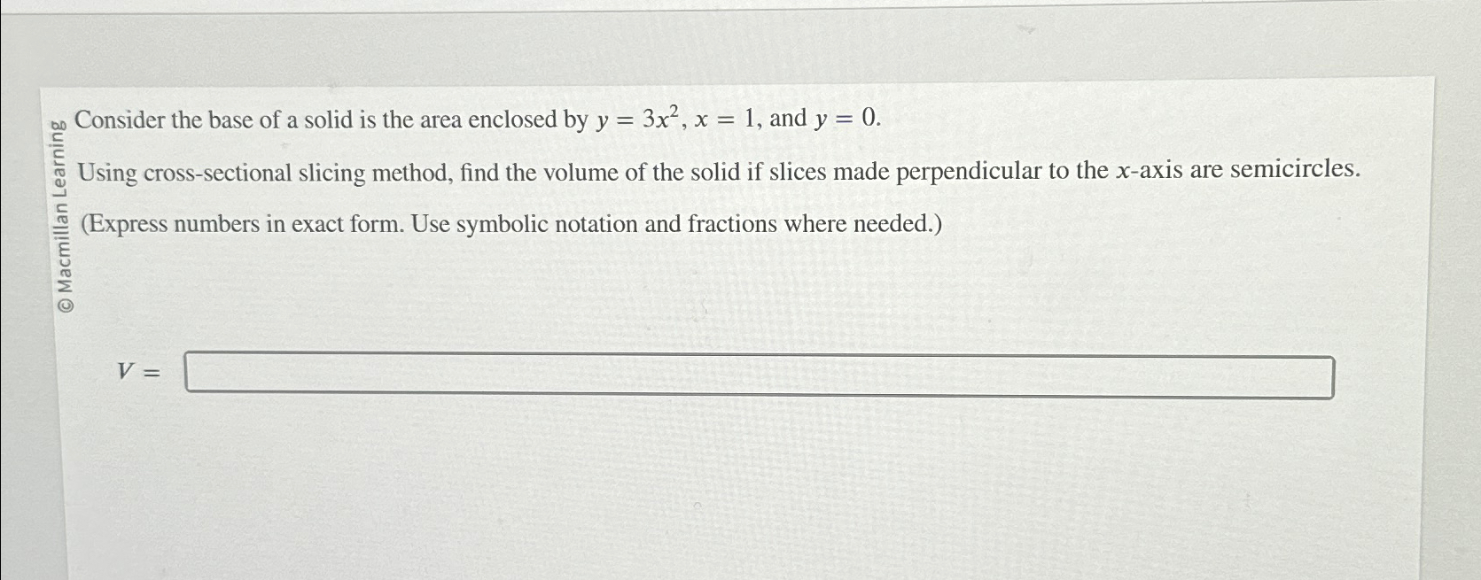 Solved an Consider the base of a solid is the area enclosed | Chegg.com