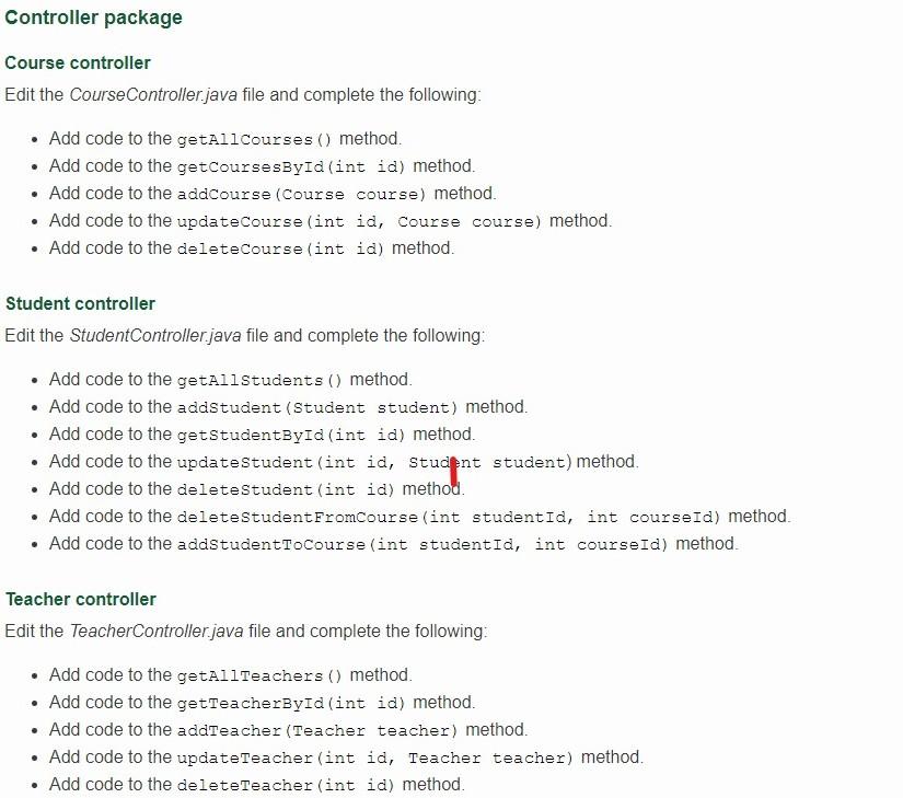 Solved Controller package Course controller Edit the | Chegg.com