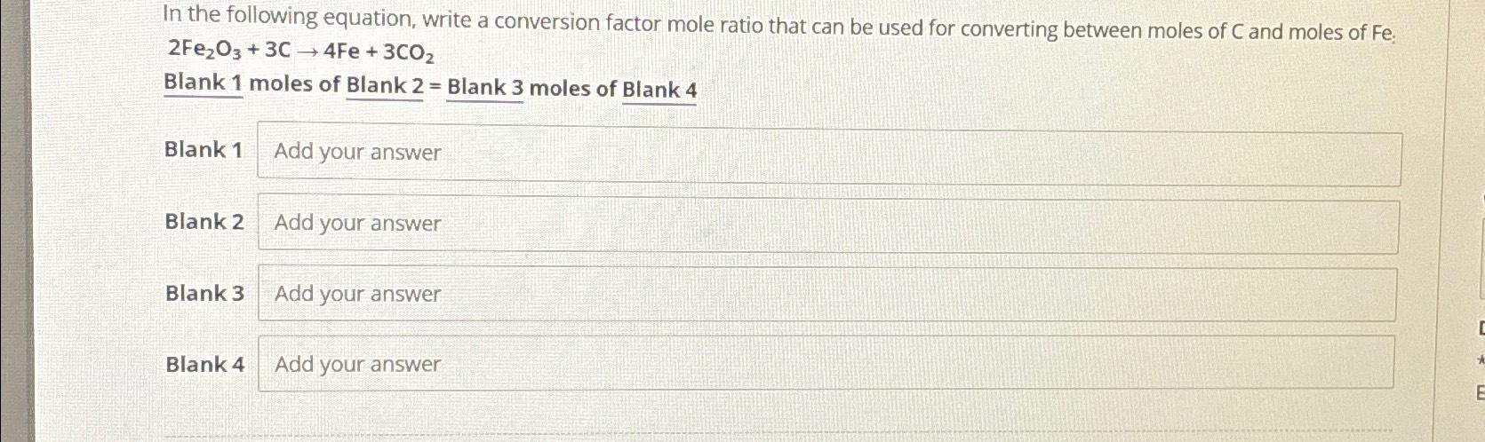 Solved In the following equation, write a conversion factor | Chegg.com