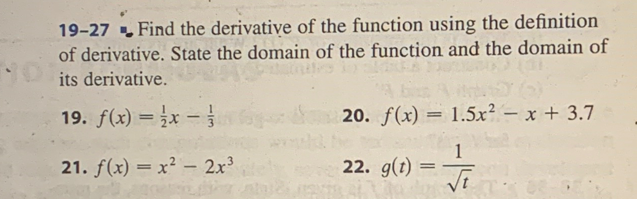 Solved 19-27 ﻿Find the derivative of the function using the | Chegg.com