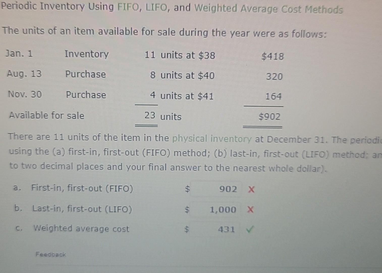 Solved Periodic Inventory Using FIFO, LIFO, and Weighted | Chegg.com