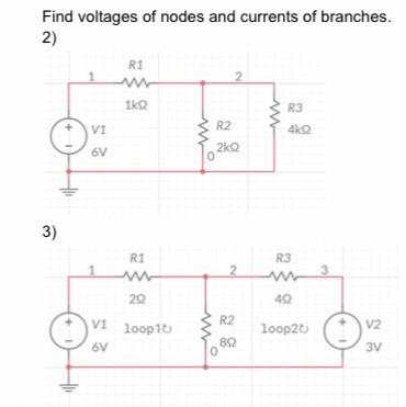 Solved Find voltages of nodes and currents of branches. | Chegg.com